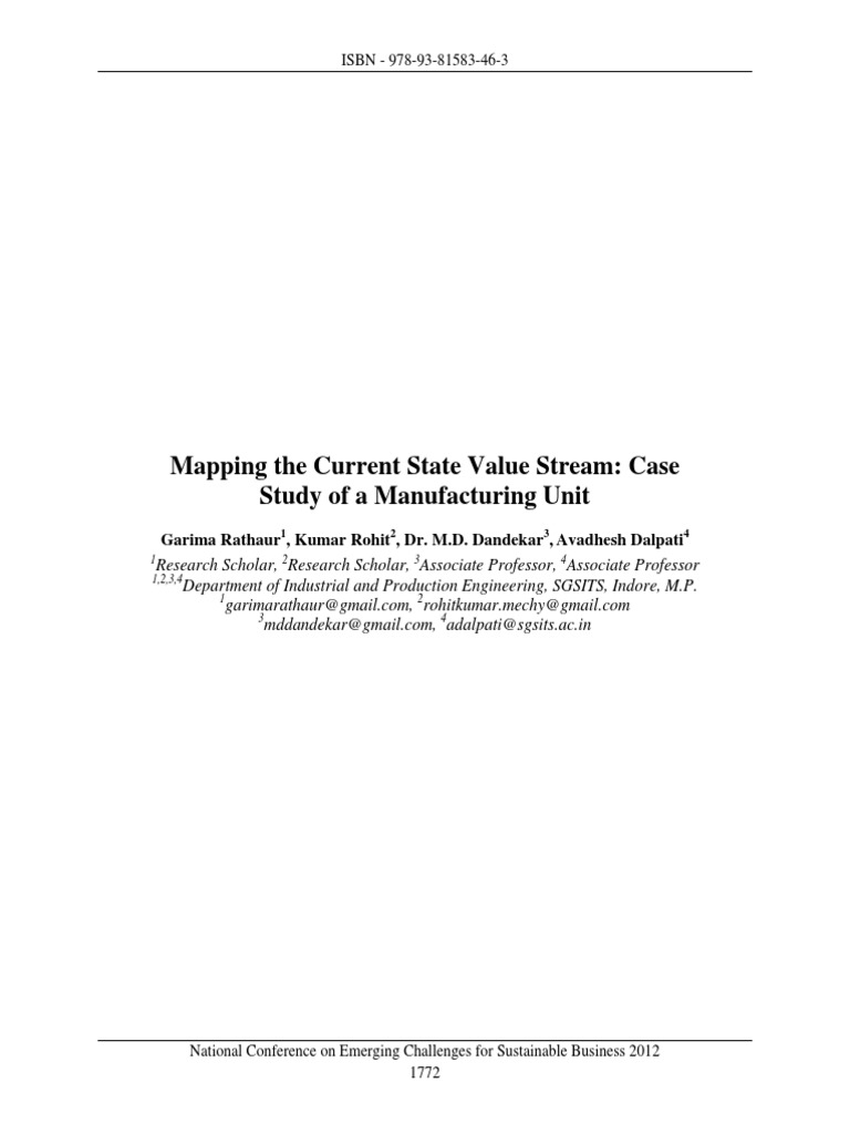 Mapping the Current State Value Stream: A Case Study Analysis of Lean ...