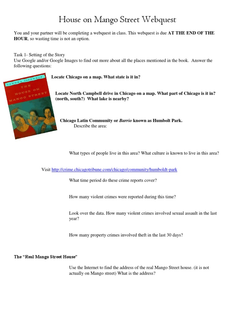 House On Mango Street Webquest | PDF | Marilyn Monroe | Chicago