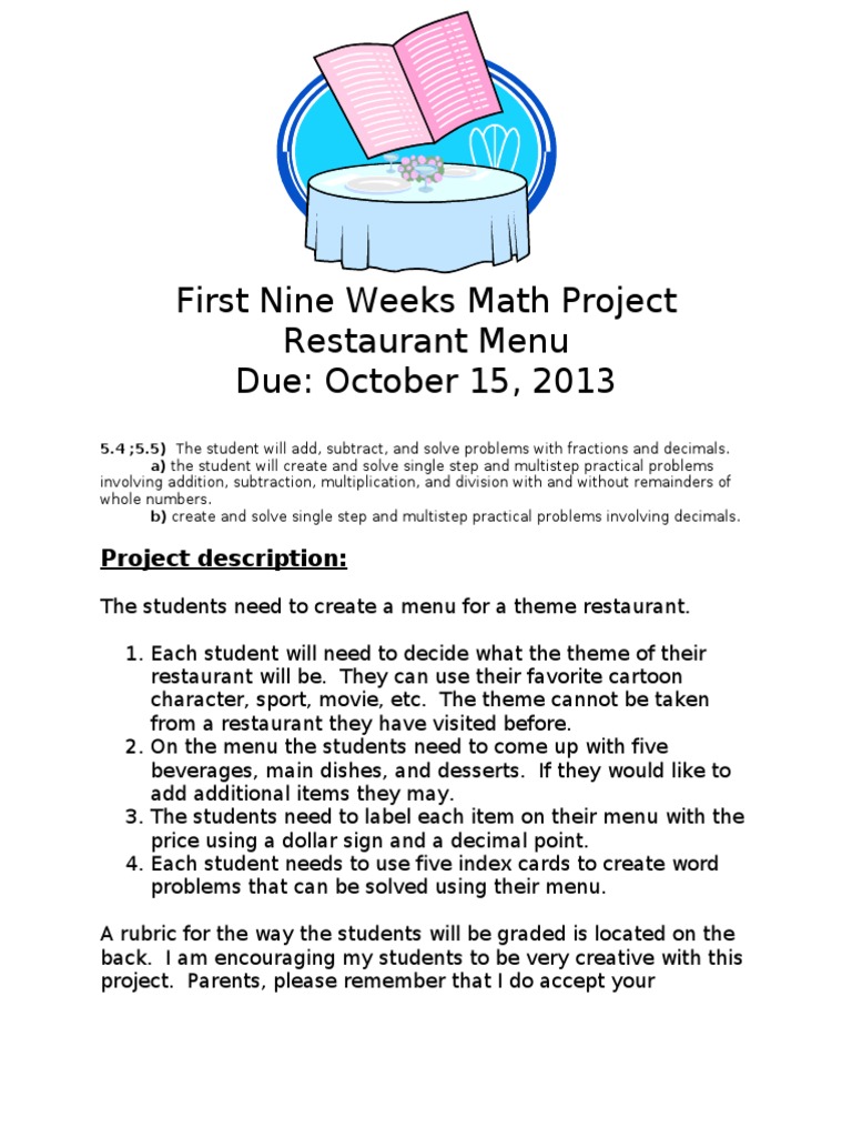 First Nine Weeks Project | PDF