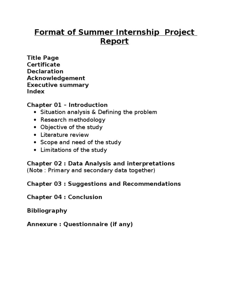 Format of SIP Report | PDF | Further Education | Business