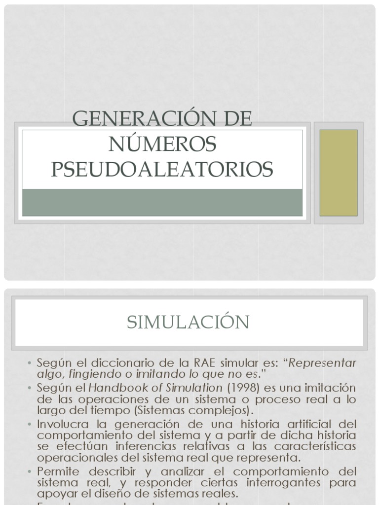 Simulación y Números Pseudoaleatorios | PDF | Aleatoriedad | Simulación