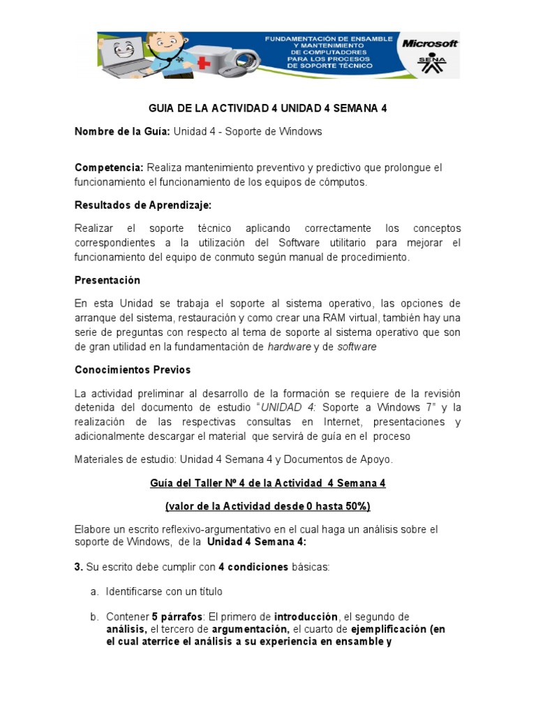 Guia de La Actividad 4 Unidad 4 Semana 4 | PDF | Prueba (evaluación ...