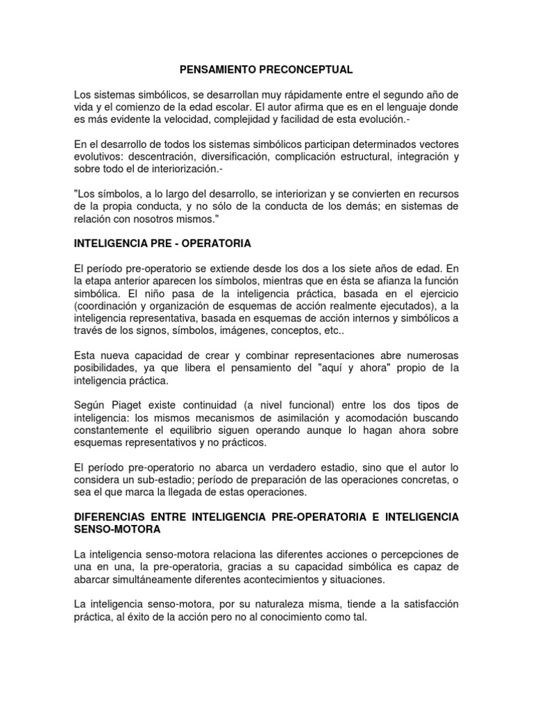 Pensamiento Preconceptual | PDF
