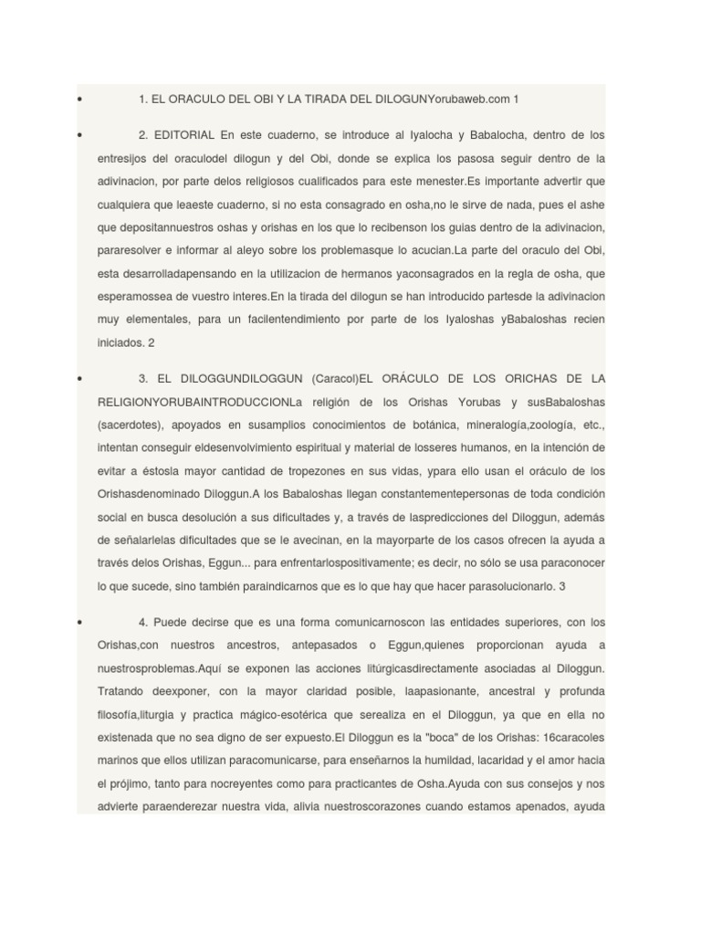 Diloggun | PDF | Oración | Santeria