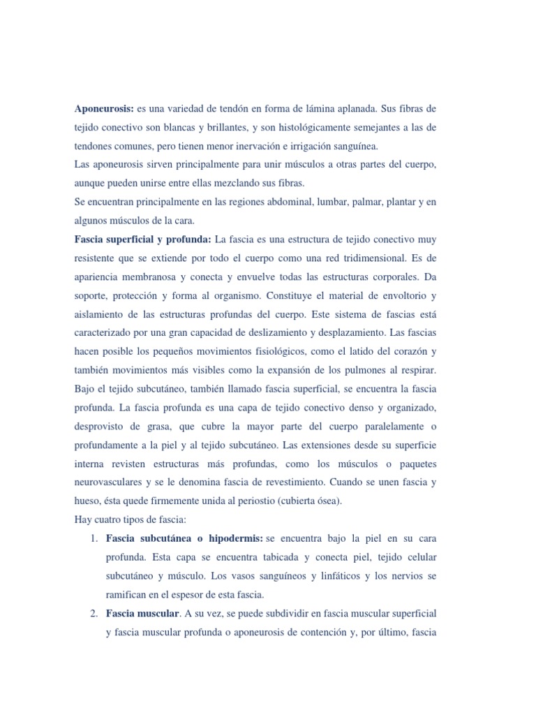 Aponeurosis y Fascias: Definición y Tipos | PDF | Tejido conectivo ...