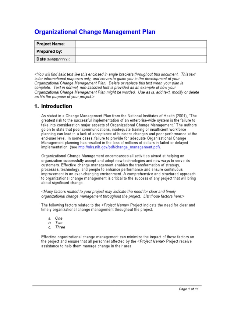 Change Management Plan | PDF | Change Management | Employment
