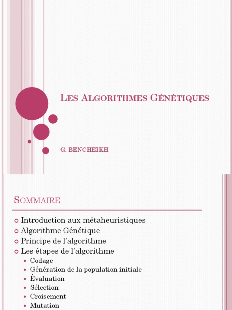Algorithmes Genetiques | PDF | Algorithme génétique | Métaheuristique