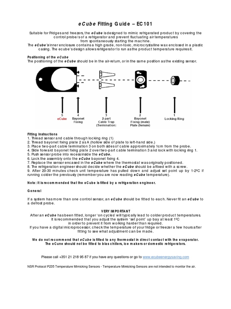 eCube Fitting Guide for Refrigerators | PDF