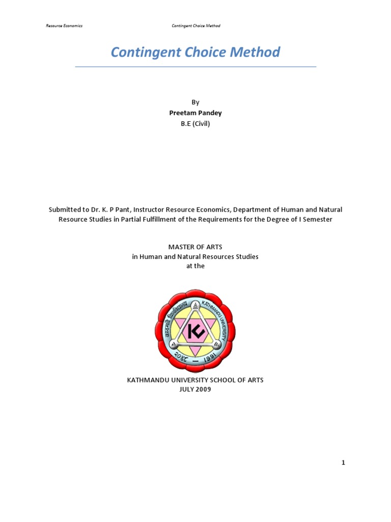 Term Paper Contingent Choice Method | PDF | Choice | Survey Methodology