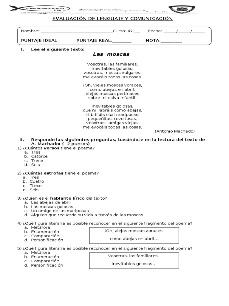Prueba Poema y Figuras Literarias Septiembre | PDF | Idiomas