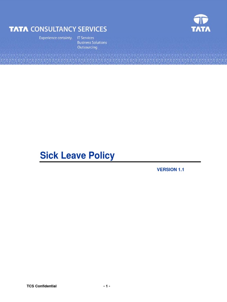 TCS India Policy - Sick Leave Ver 1 | PDF | Sick Leave | Employment