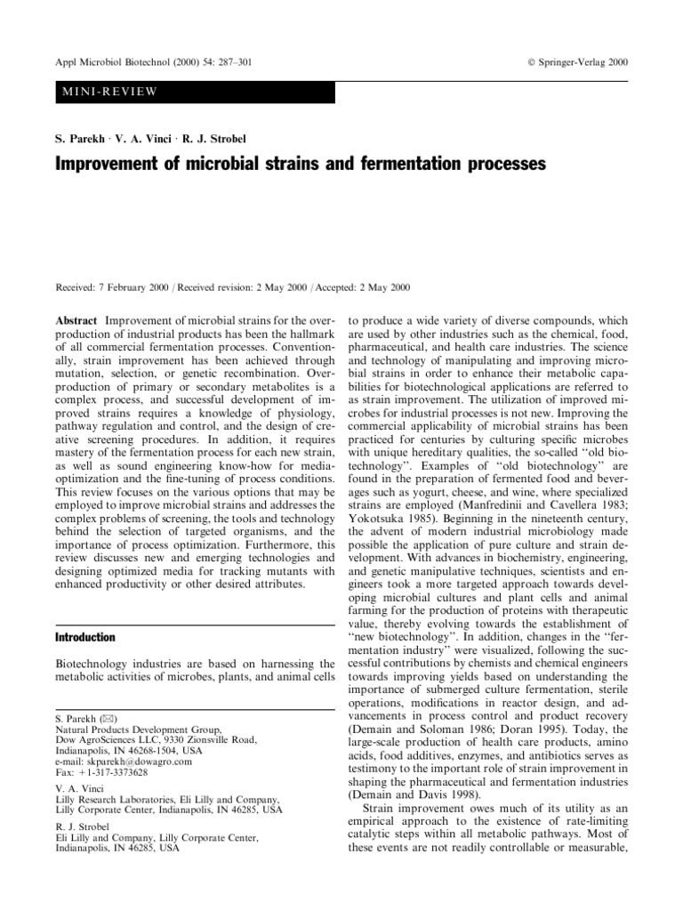 Improvement of Microbial Strains and Fermentation Processes | PDF ...