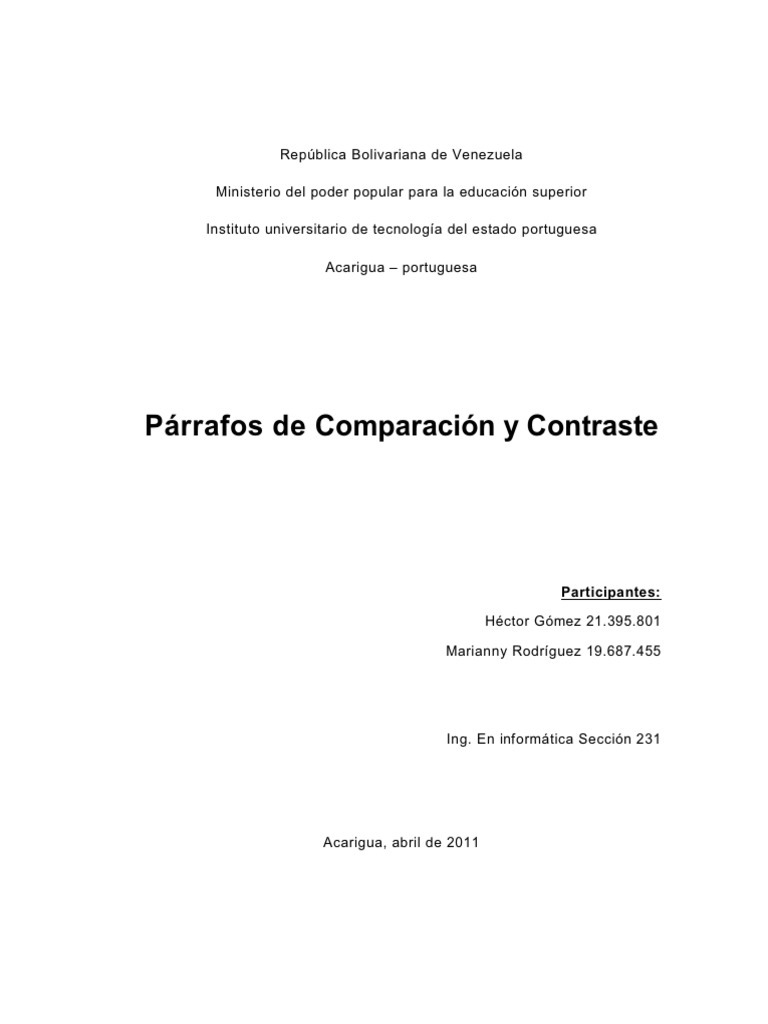 Parrafo de Comparacion y Contraste | PDF | Impresora (Computación ...