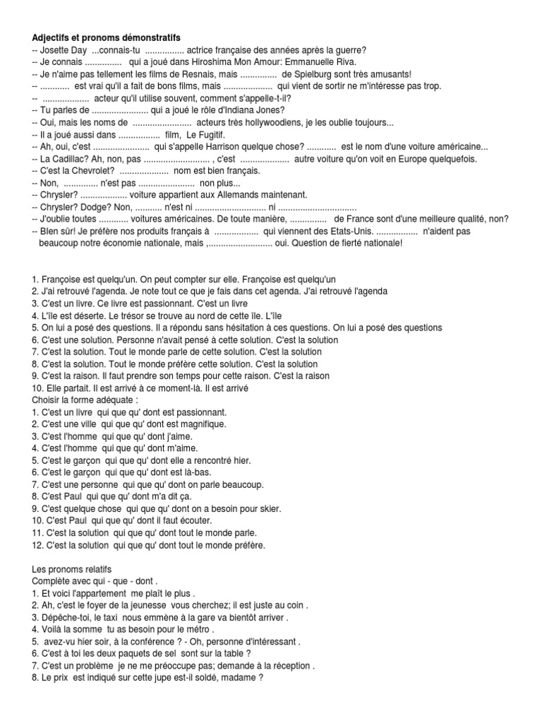 Adjectifs Et Pronoms Démonstratifs Et Relatifs | PDF | Pronom | Langues