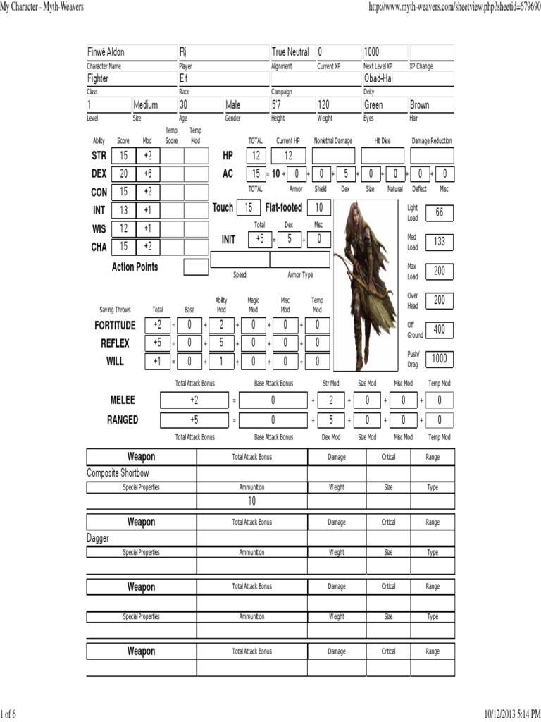 My Character - Myth-Weavers | PDF | Role Playing Games | Fantasy Role ...