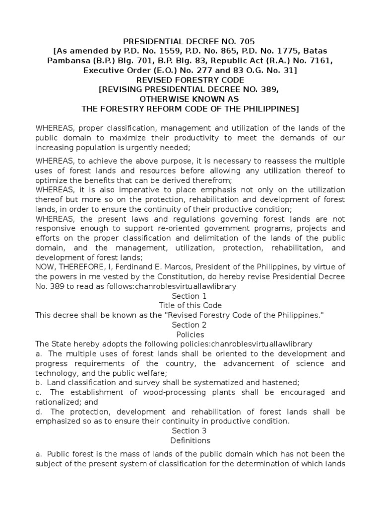 PD 705 Revised_Forestry_Code | Forests | Taxes