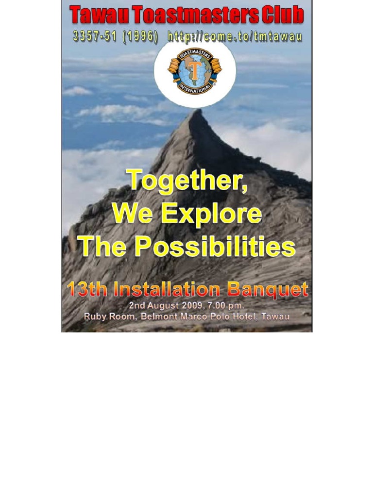 Tawau Toastmasters Club 13th Installation Program | PDF
