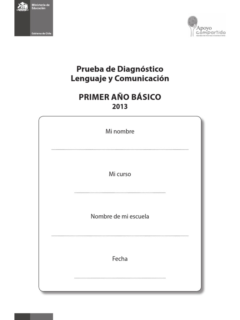 Prueba Diagnóstica: Lenguaje 1° Básico | PDF