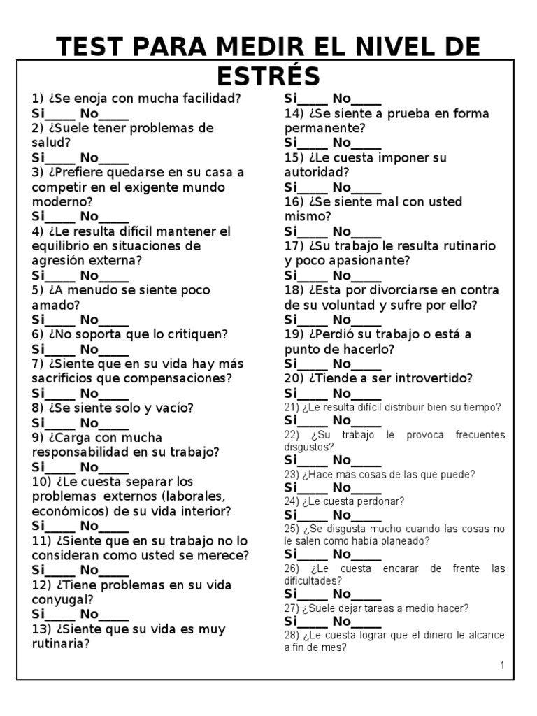 Test Para Medir El Estres