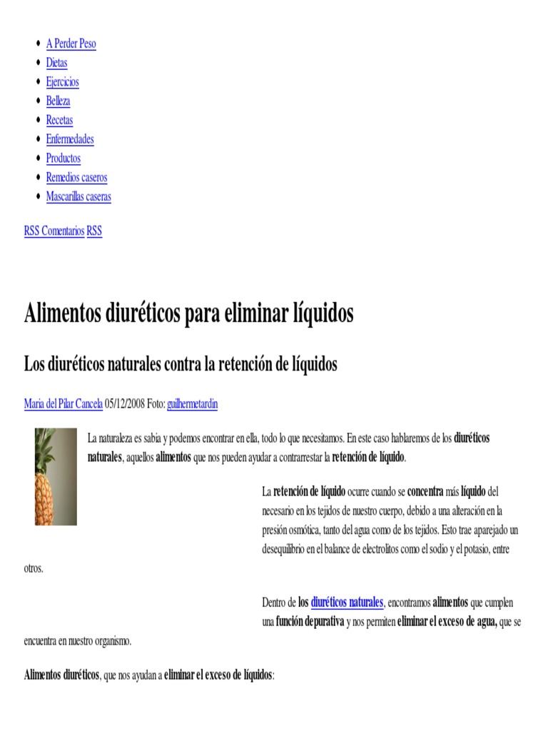 Alimentos Diuréticos Naturales | PDF | Alimentos | Comida y bebida