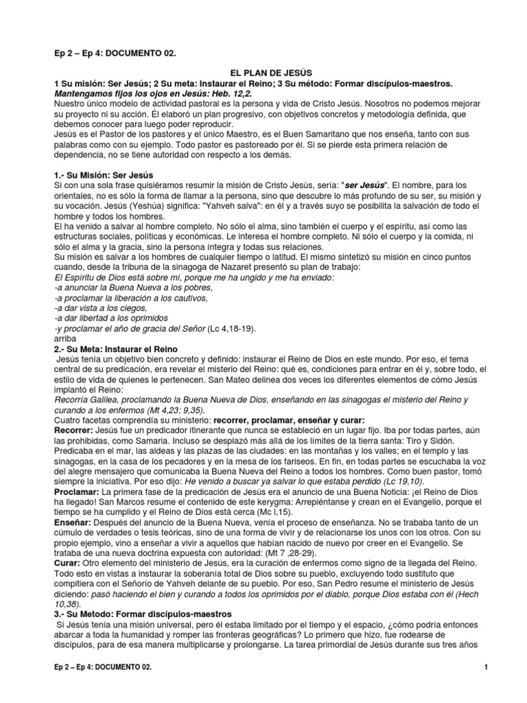 El Plan de Jesus | PDF | Jesús | Cristo (título)