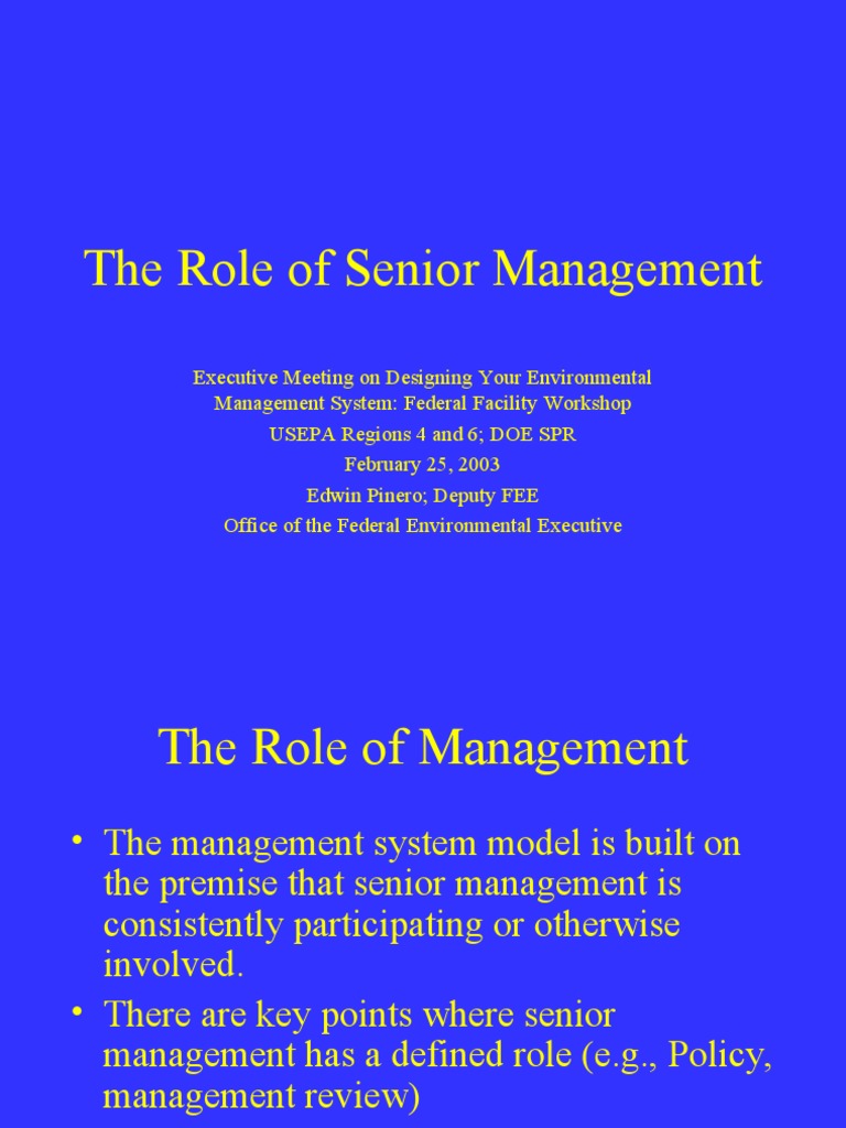 Senior Management's Role in EMS | PDF | Career & Growth