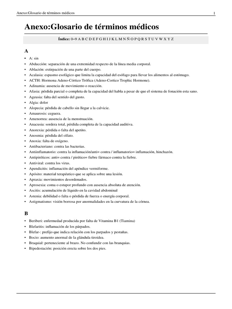 Glosario de Términos Médicos | PDF | Sangre | Vesícula biliar