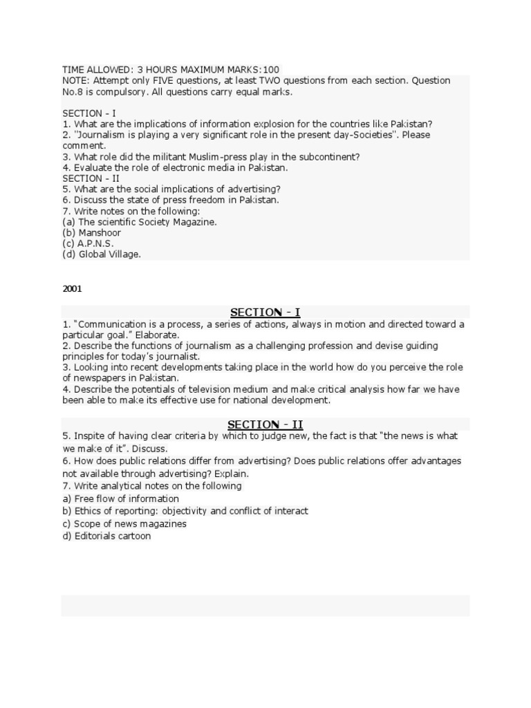 Journalism Past Papers | PDF | Journalism | Public Relations