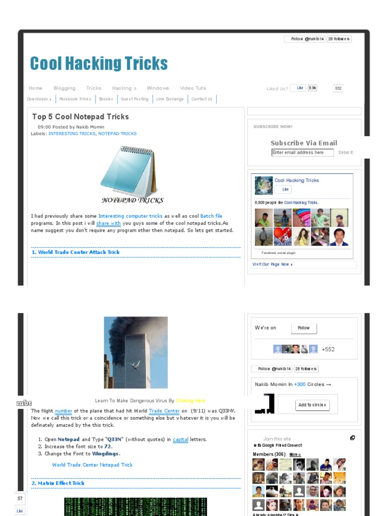 Top 5 Cool Notepad Tricks | PDF | Computer Virus | Antivirus Software