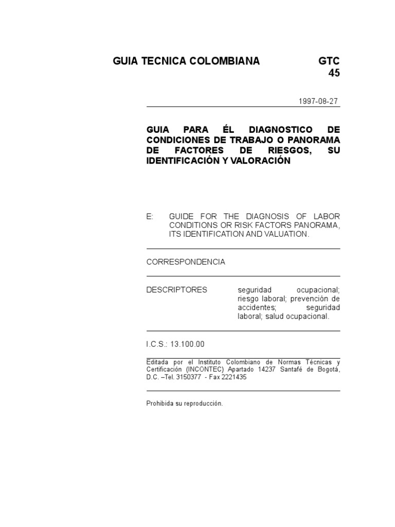 GTC 45 | PDF | Riesgo | Química