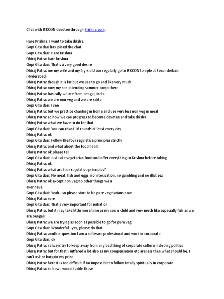 Chat With ISKCON Devotee Through Krishna | PDF | Krishna | Hinduism