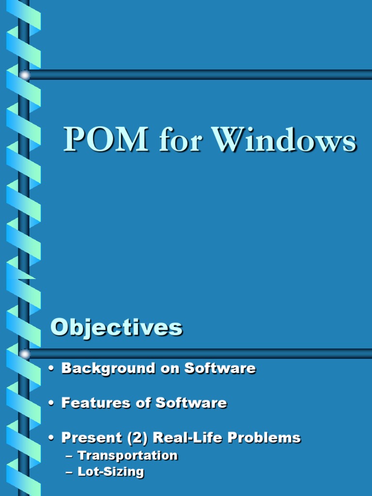 Pom For Windows | PDF | Inventory | Mathematical And Quantitative ...