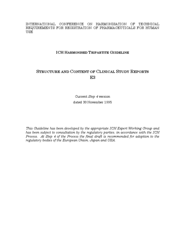 E3 - Structure and Content of Clinical Study Reports | PDF