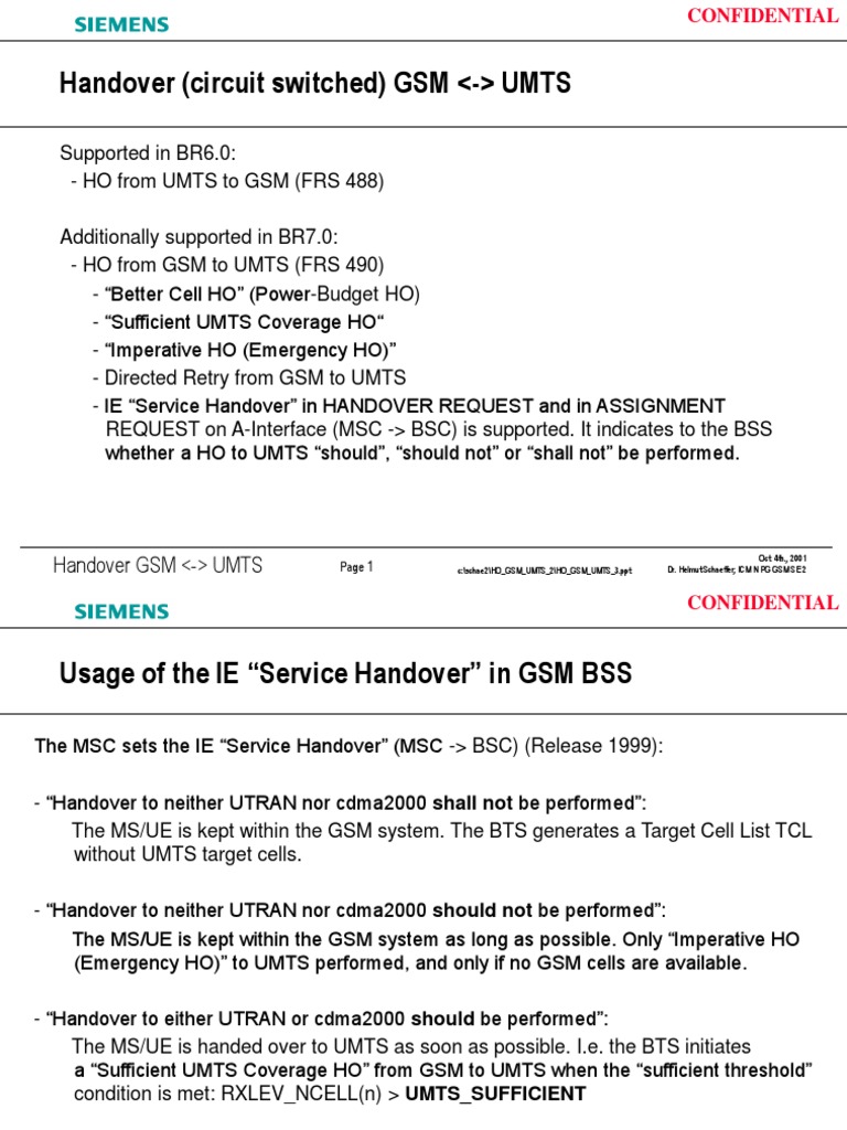 Handover GSM - UMTS Presentation | Download Free PDF | Gsm | Mobile ...