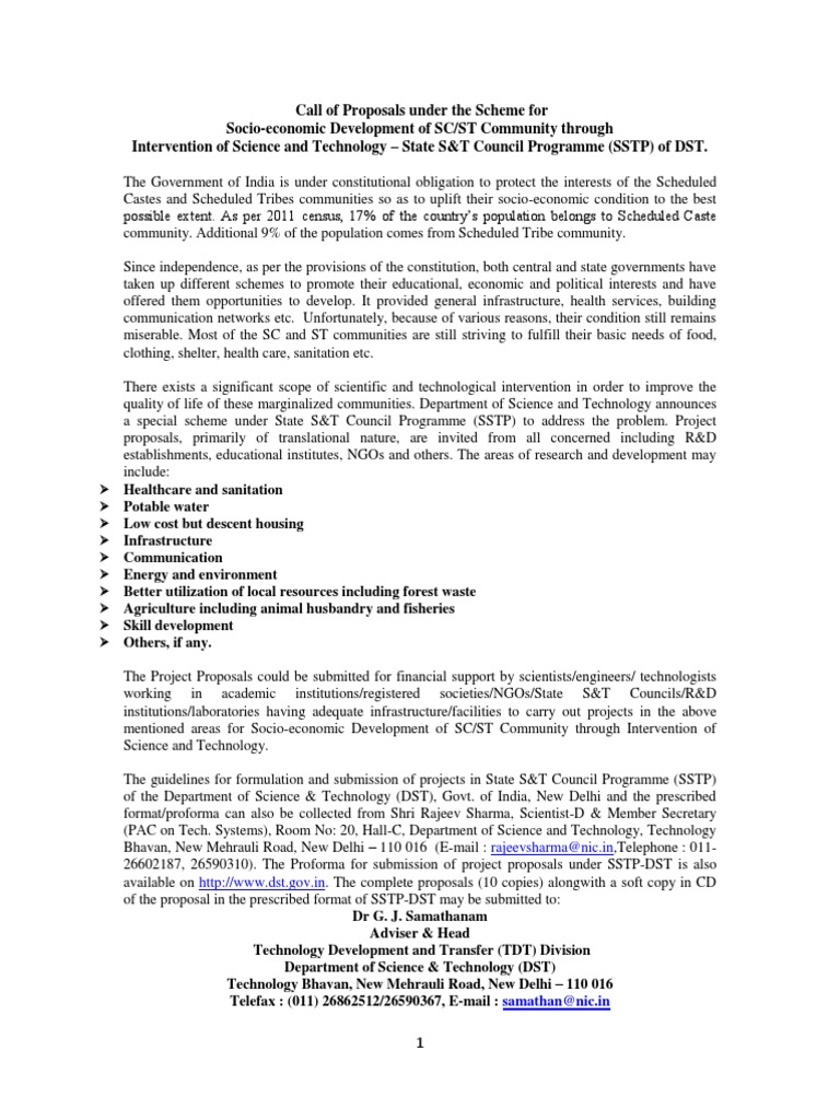 DST Project Proposal | PDF | Science | Health Care DST Project Proposal | PDF | Science | Health Care