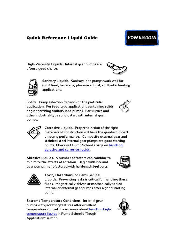 Quick Reference Liquid Guide | PDF