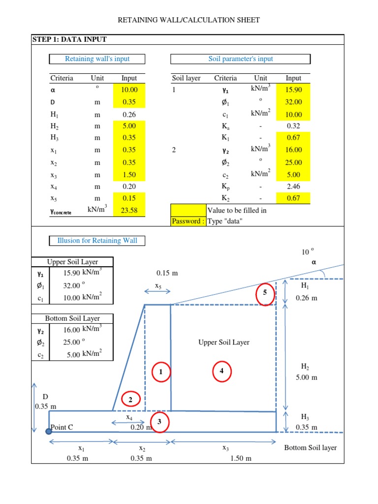 Retaining Wall Calculation Overview | PDF