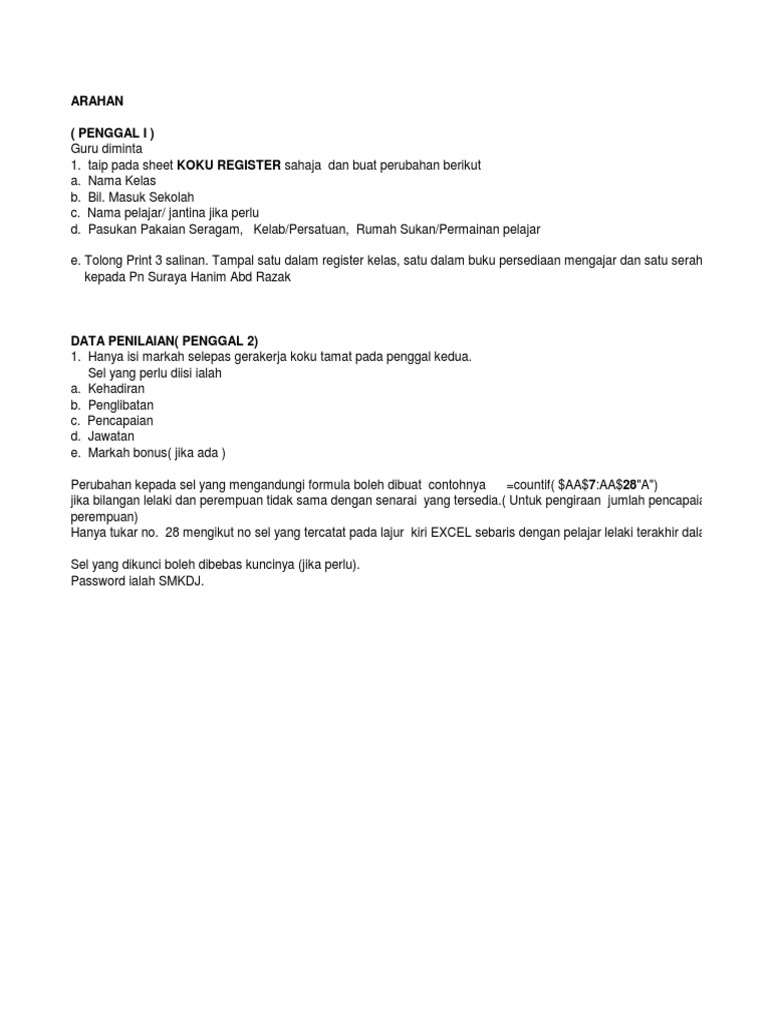 Template Koku Kelas 2013 | PDF