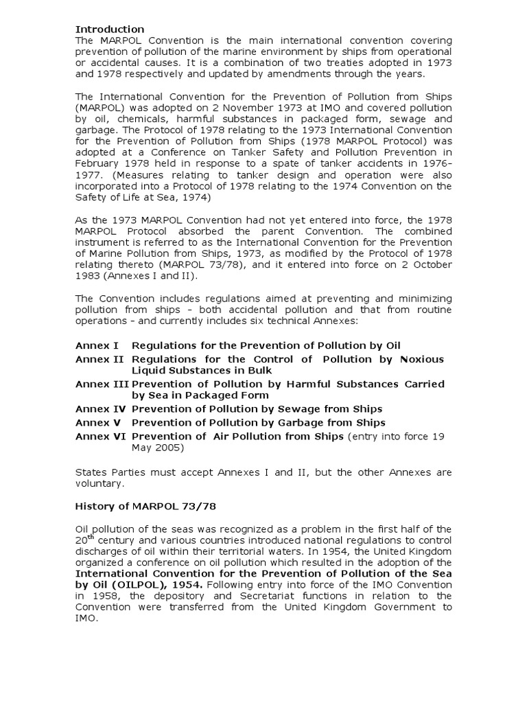 MARPOL | PDF | Oil Tanker | Water Transport