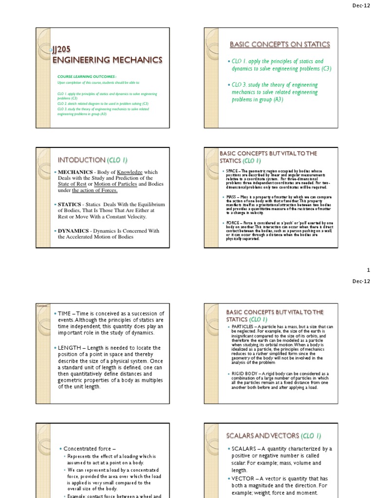 Chapter 1 - JJ205 PDF | PDF | Force | Euclidean Vector