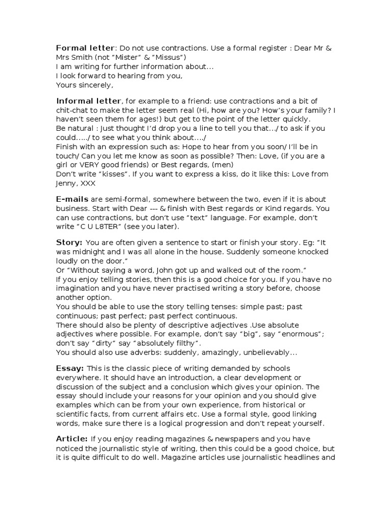 Formal Letter:: You Are Often Given A Sentence To Start or Finish Your ...