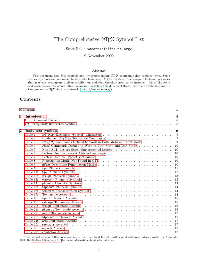 The Comprehensive Latex Symbol List | Pdf | Te X | Latin Alphabet