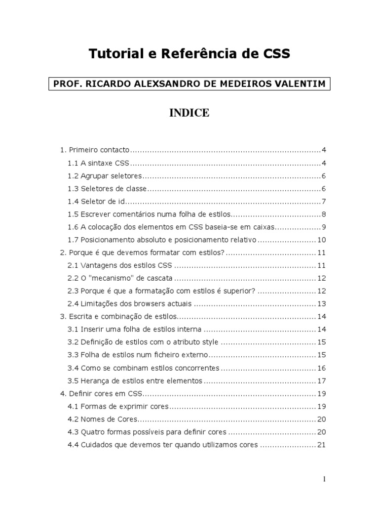 Guia de Referencia Css | PDF | Folhas de estilo em cascata | Modelo de ...