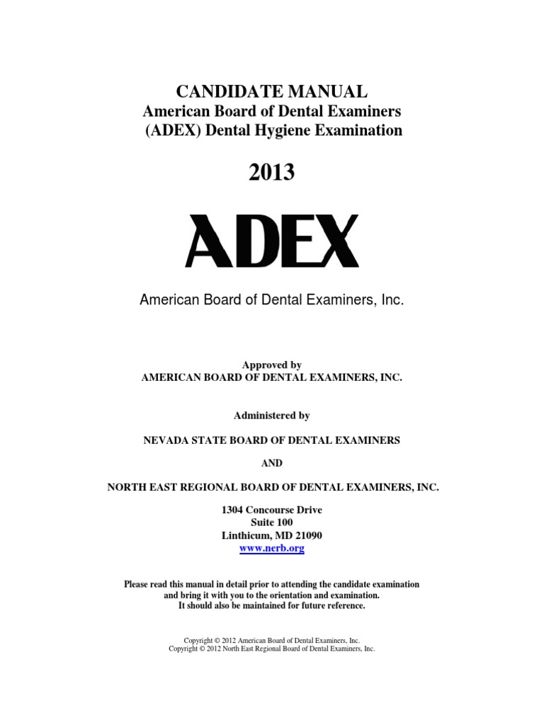 Dental Hygiene - Manual - 2013 Adex Exam | Download Free PDF | Dental Hygienist | Identity Document