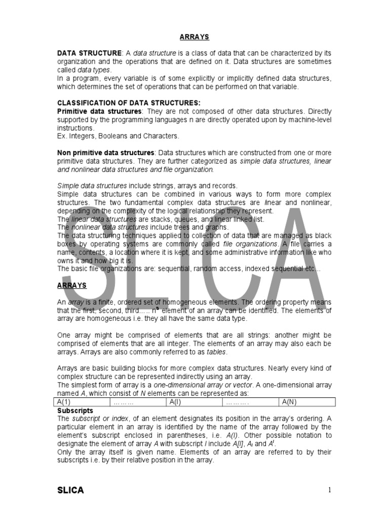 Arrays Notes | PDF | Array Data Structure | Matrix (Mathematics)