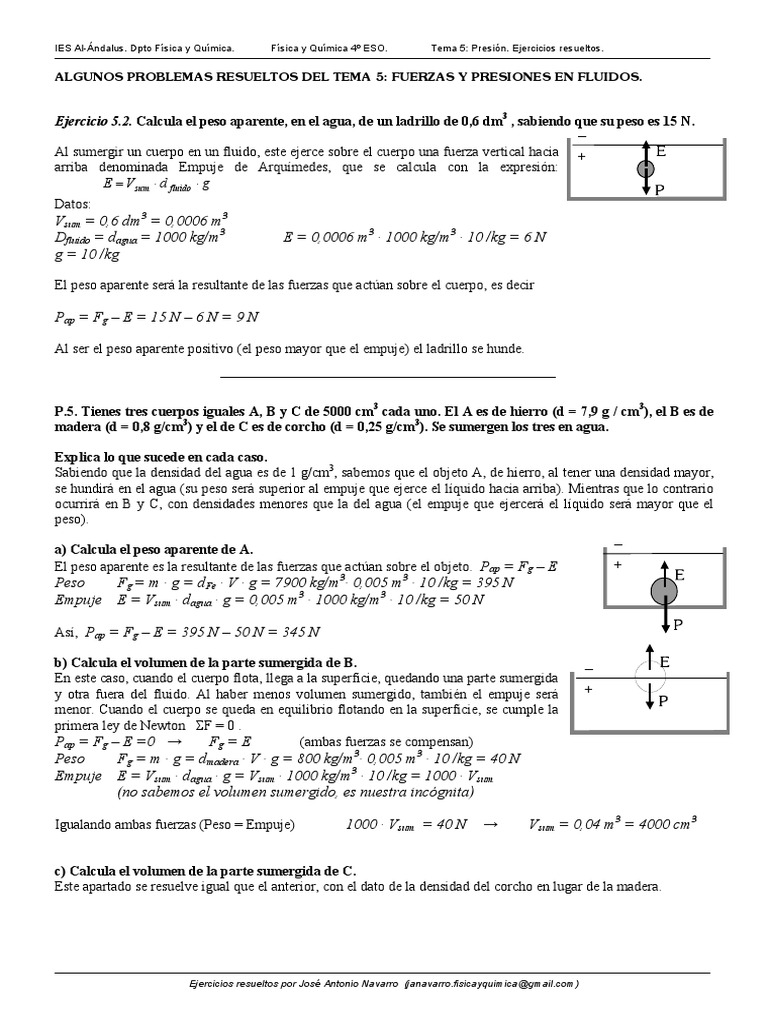 Ej Resueltos t5 Presion | PDF | Densidad | Mole (Unidad)