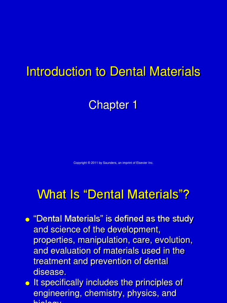 Chapter 1 Introduction To Dental Materials | PDF