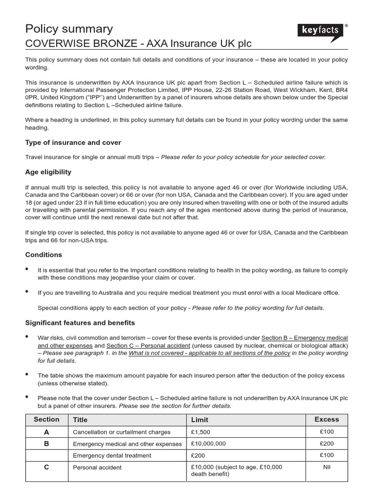 Summary Wording | PDF | Insurance | Service Industries