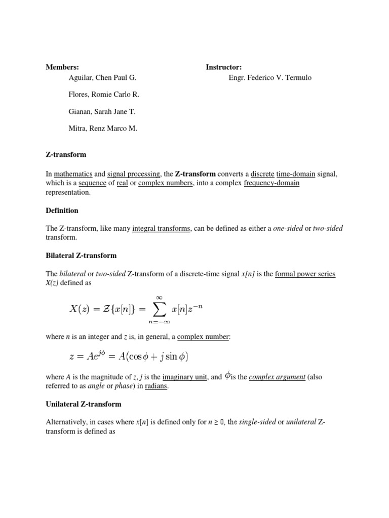 Z Transform Pdf Mathematical Analysis Mathematical Objects