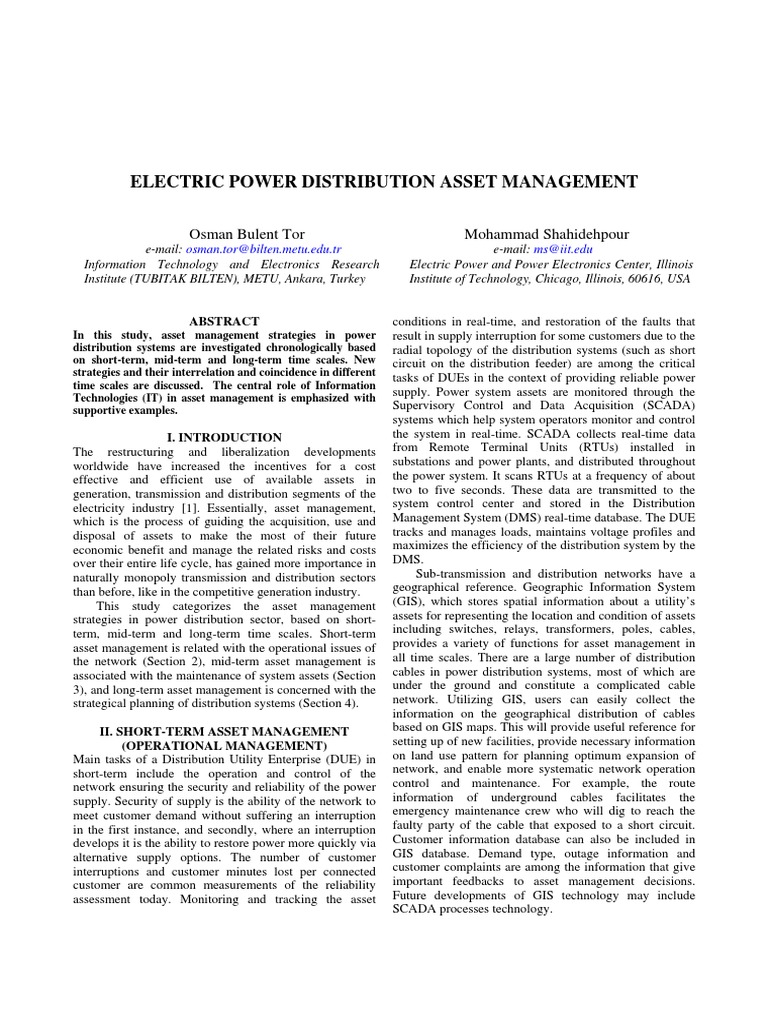 Asset Management | PDF | Electric Power Distribution | Reliability ...